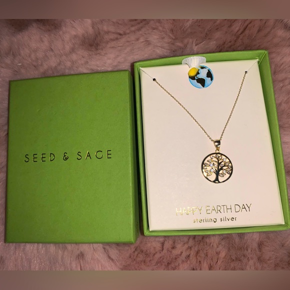 Seed & Sage | Jewelry | Nwt Seed Sage Happy Earth Day Necklace Sterling ...
